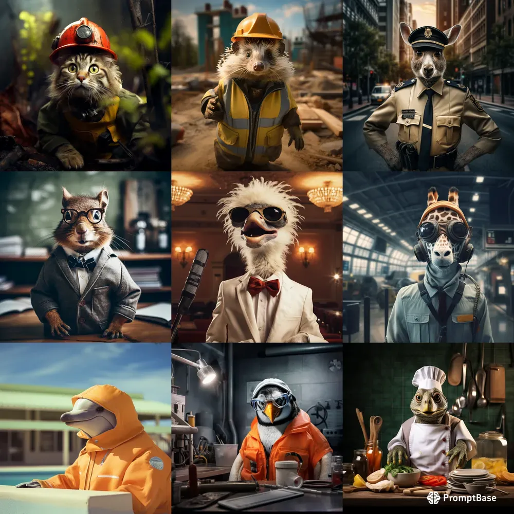 Laughing Critters Custom Animal Art Midjourney Prompt | PromptBase