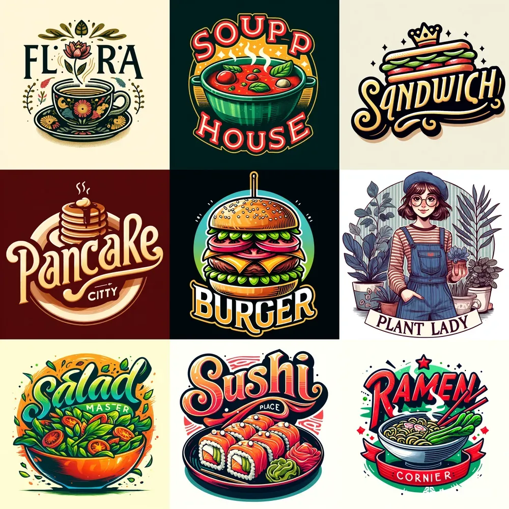 Retro Vector Colorful Logos With Text DALL·E Prompt | PromptBase