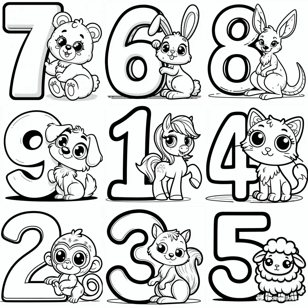 Easy Number Coloring Pages For Kids DALL·E Prompt | PromptBase