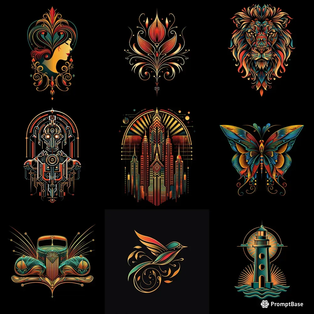 Art Deco Logos Midjourney Prompt | PromptBase