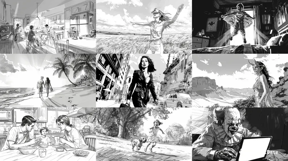 Dynamic Storyboards Midjourney Prompt | PromptBase