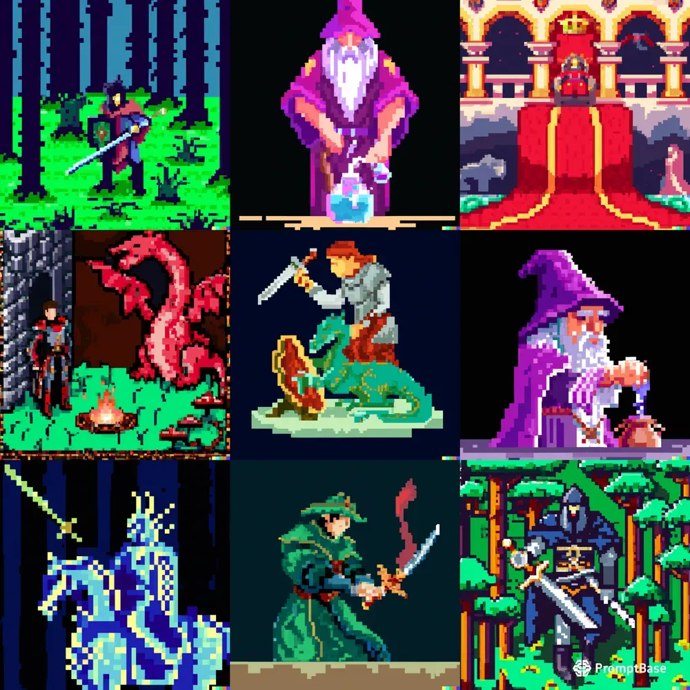 Medieval Pixel Art Illustrations DALL·E Prompt | PromptBase