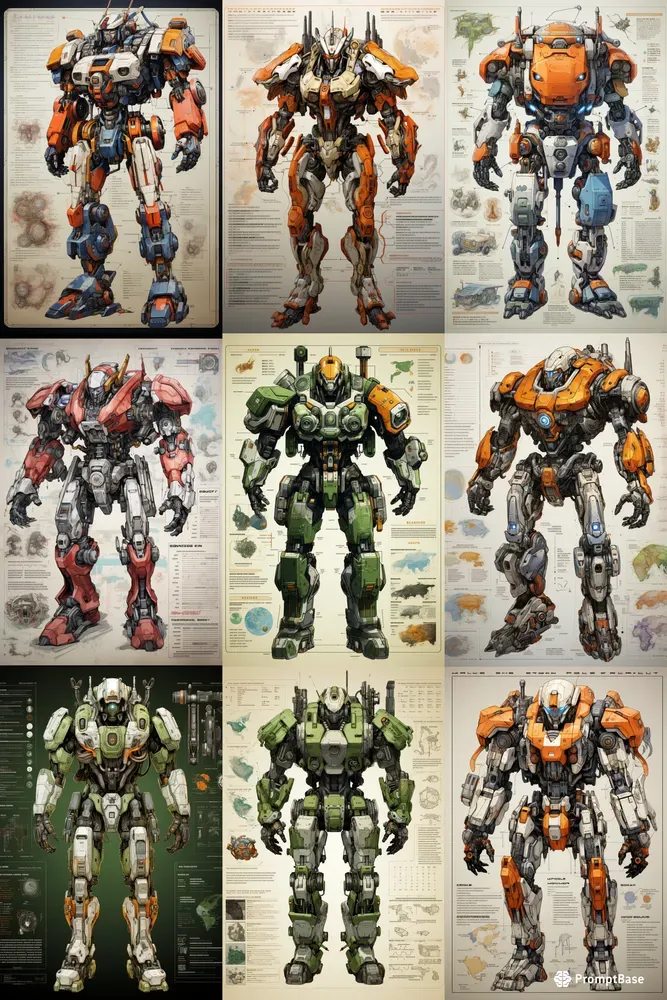Mecha Concept Art For Game Midjourney Prompt | PromptBase