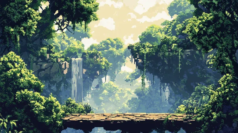 Retro Pixel Art Platform Backgrounds Midjourney Prompt | PromptBase