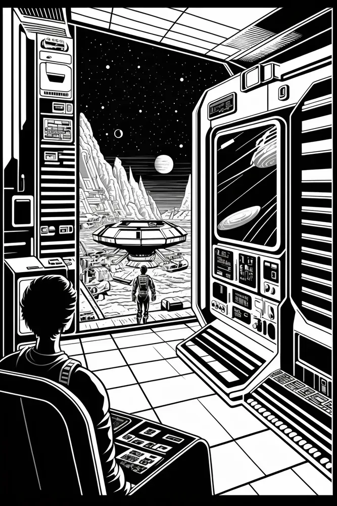 Sci-fi Coloring Pages Midjourney Prompt | PromptBase