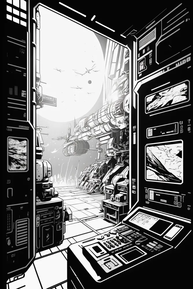 Sci-fi Coloring Pages Midjourney Prompt | PromptBase