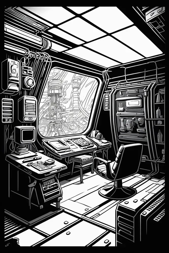 Sci-fi Coloring Pages Midjourney Prompt | PromptBase