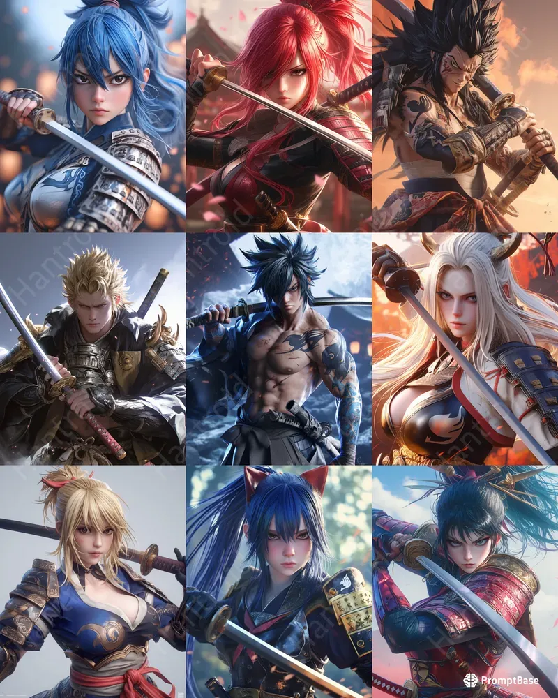 Fairy Tail Samurai Fusions Midjourney Prompt | PromptBase