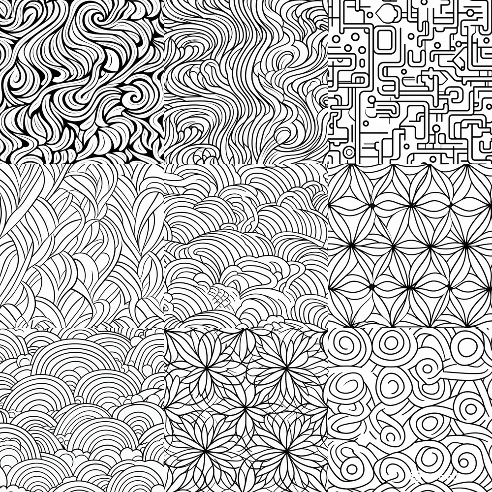 Simple Lines Pattern Coloring Pages Midjourney Prompt | PromptBase