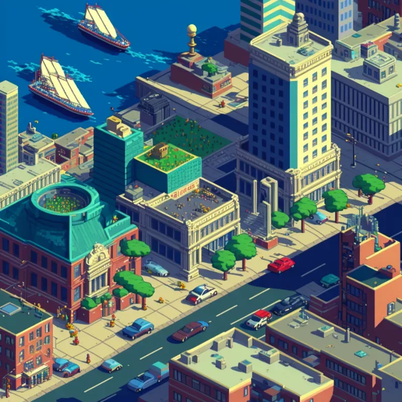 Custom Pixel Cities Midjourney Prompt | PromptBase