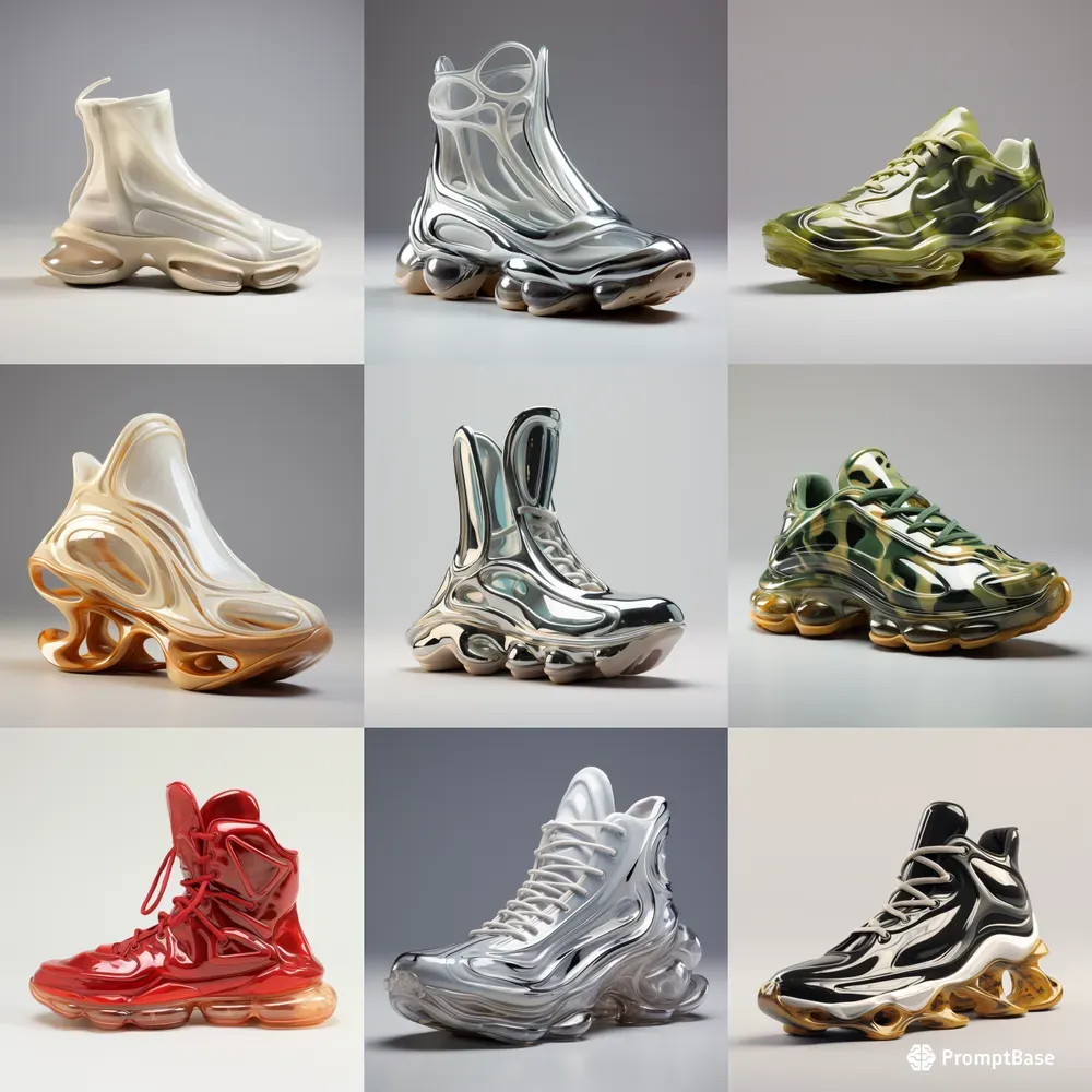 Futuristic Alien Biomorph Sneaker Designs Midjourney Prompt | PromptBase