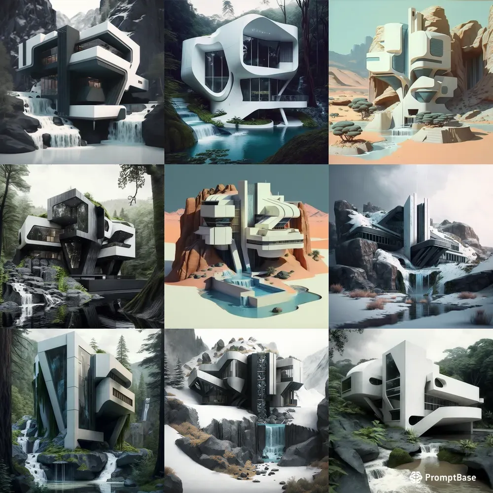 Architecture Designs Of Futuristic Houses Midjourney Prompt | PromptBase