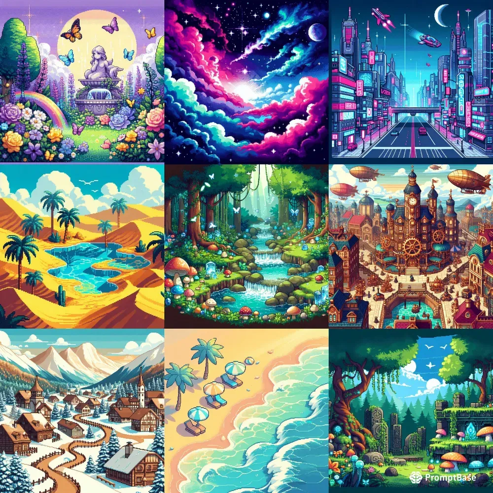 Pixel Art Mystic Landscapes DALL·E Prompt | PromptBase