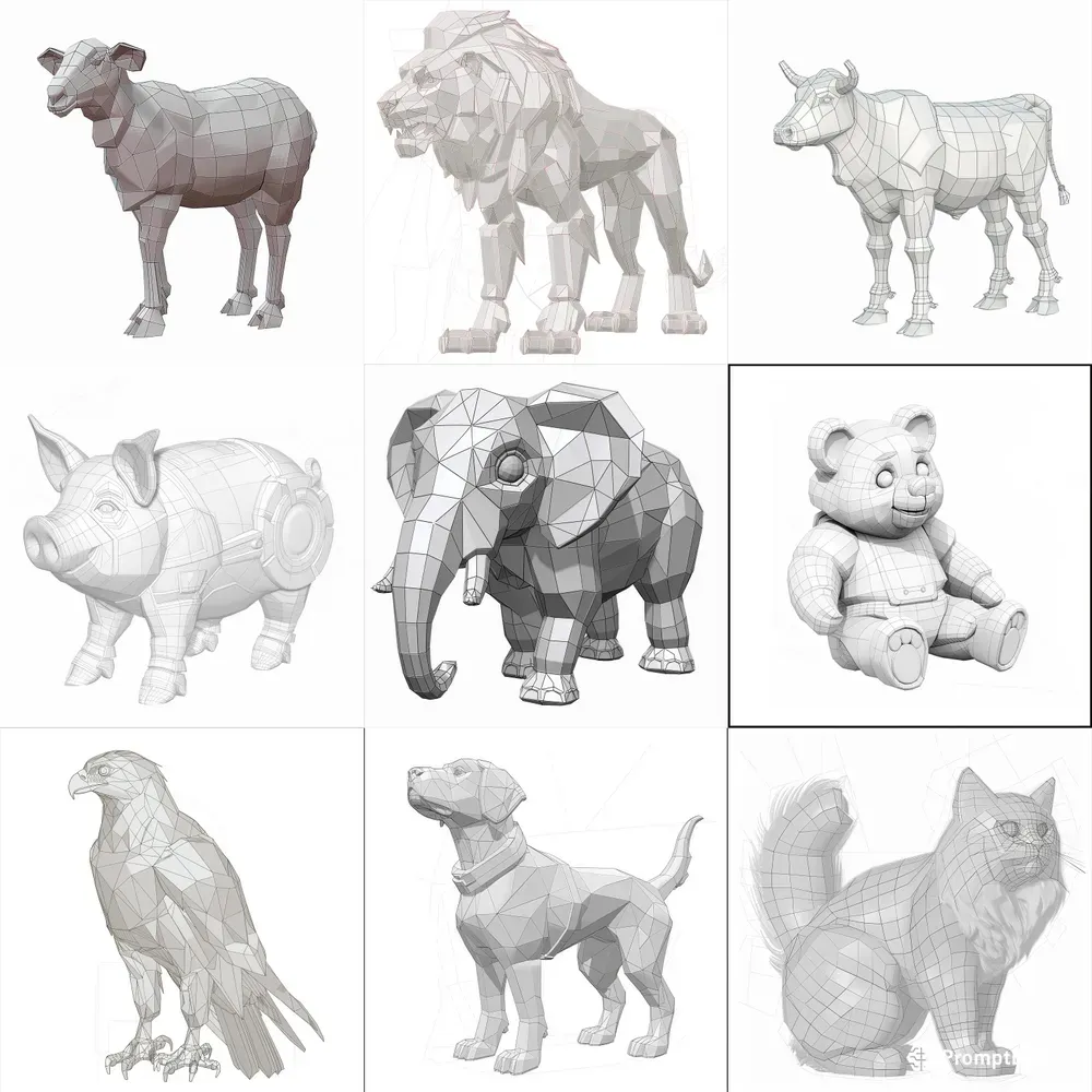 Wireframe Animal Drawings Midjourney Prompt | PromptBase