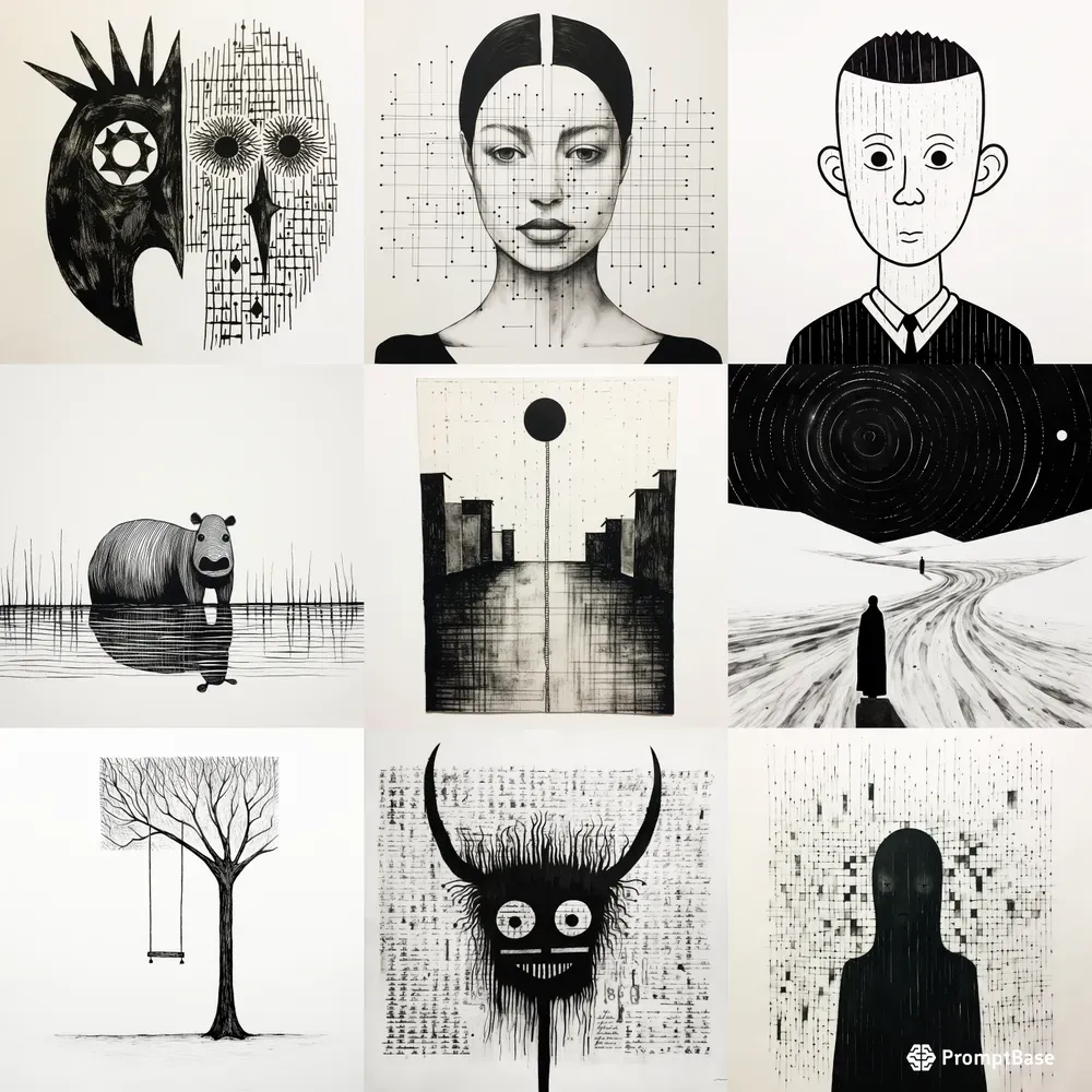 Ink Drawings Midjourney Prompt | PromptBase