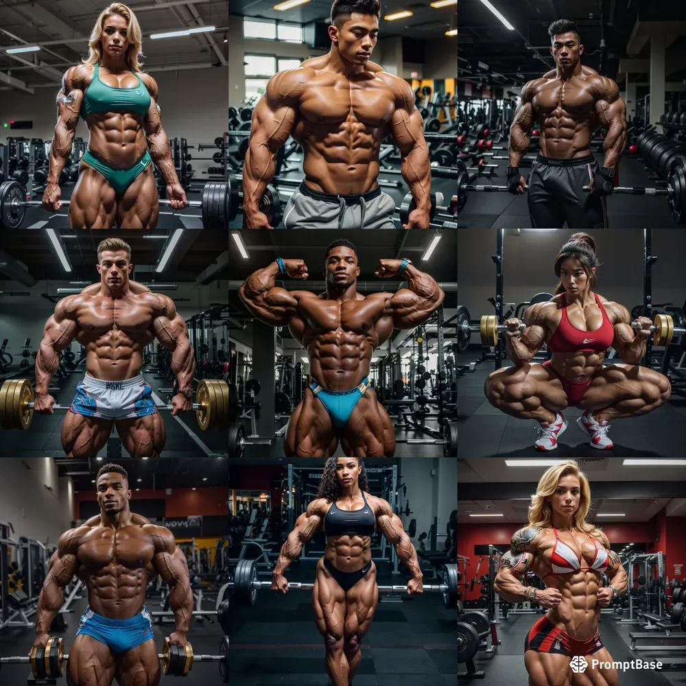Extreme Bodybuilders Pro Gym Shoots Leonardo Ai Prompt | PromptBase