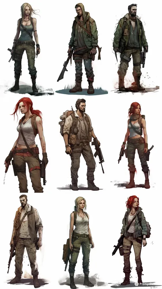 Concept Art Of Apocalypse Characters Midjourney Prompt | PromptBase