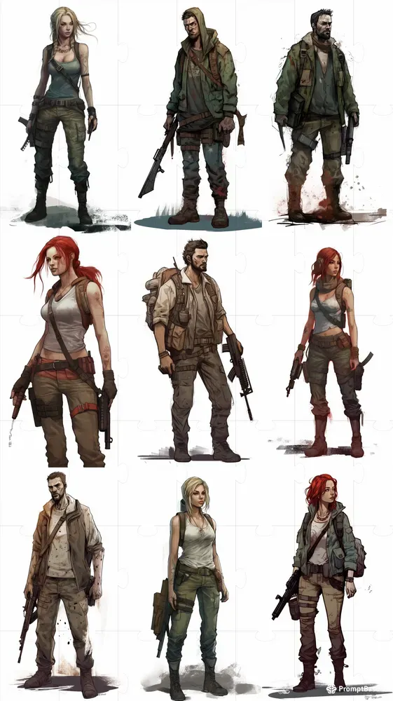 Concept Art Of Apocalypse Characters Midjourney Prompt | PromptBase