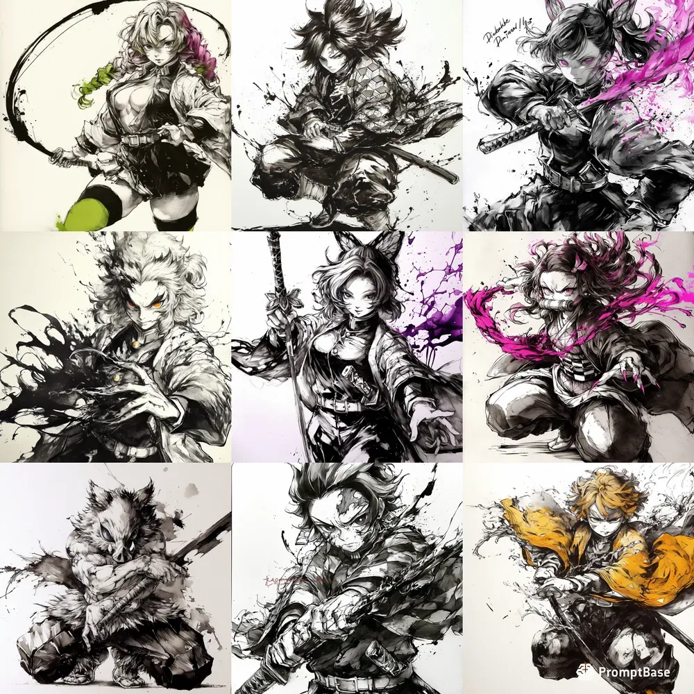 Demon Slayer Character Art Midjourney Prompt | PromptBase