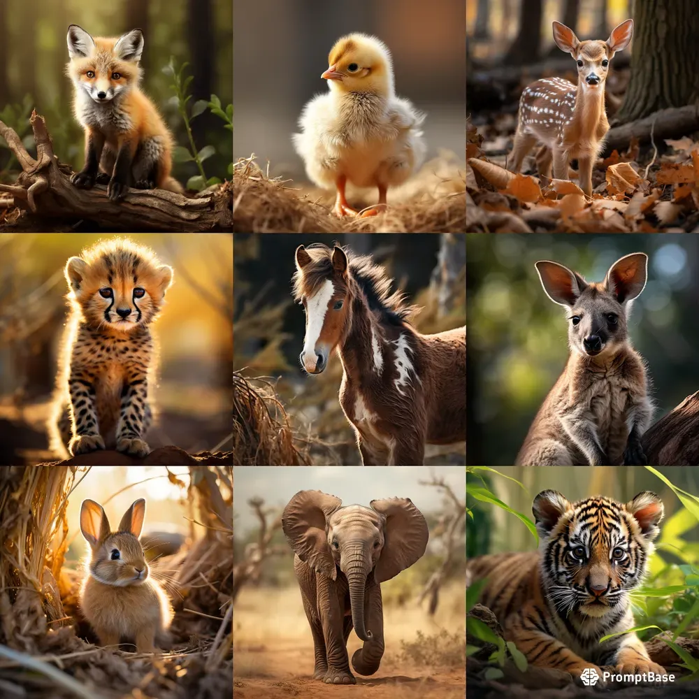 Realistic Baby Animal In Natural Habitat Midjourney Prompt | PromptBase