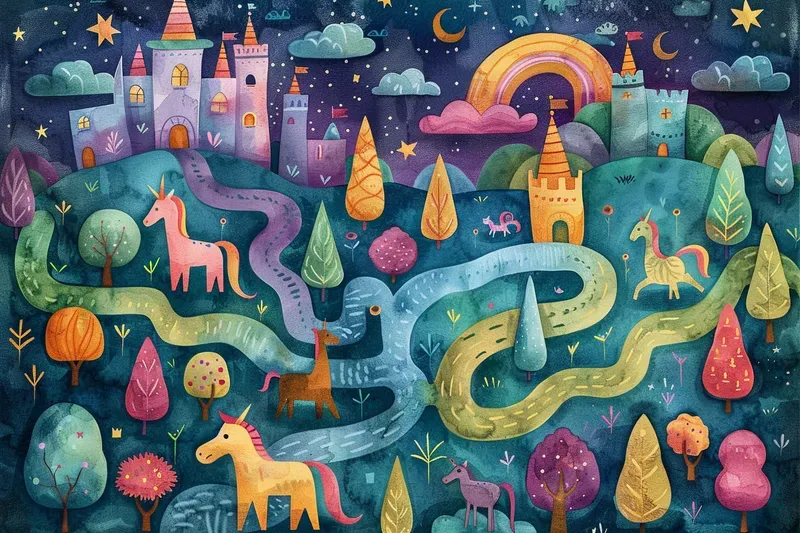 Cute Mazes Illustrations For Kids Midjourney Prompt | PromptBase