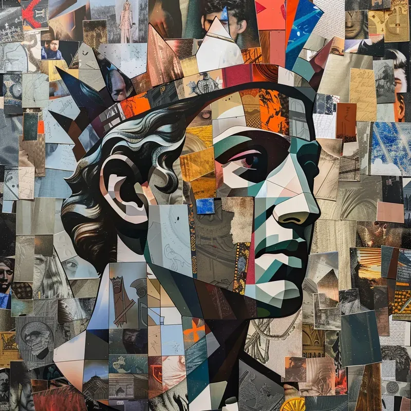 Modern Historical Figures Collage Art Midjourney Prompt | PromptBase