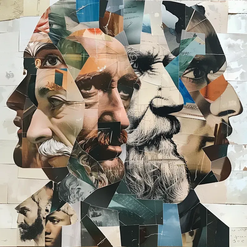 Modern Historical Figures Collage Art Midjourney Prompt | PromptBase