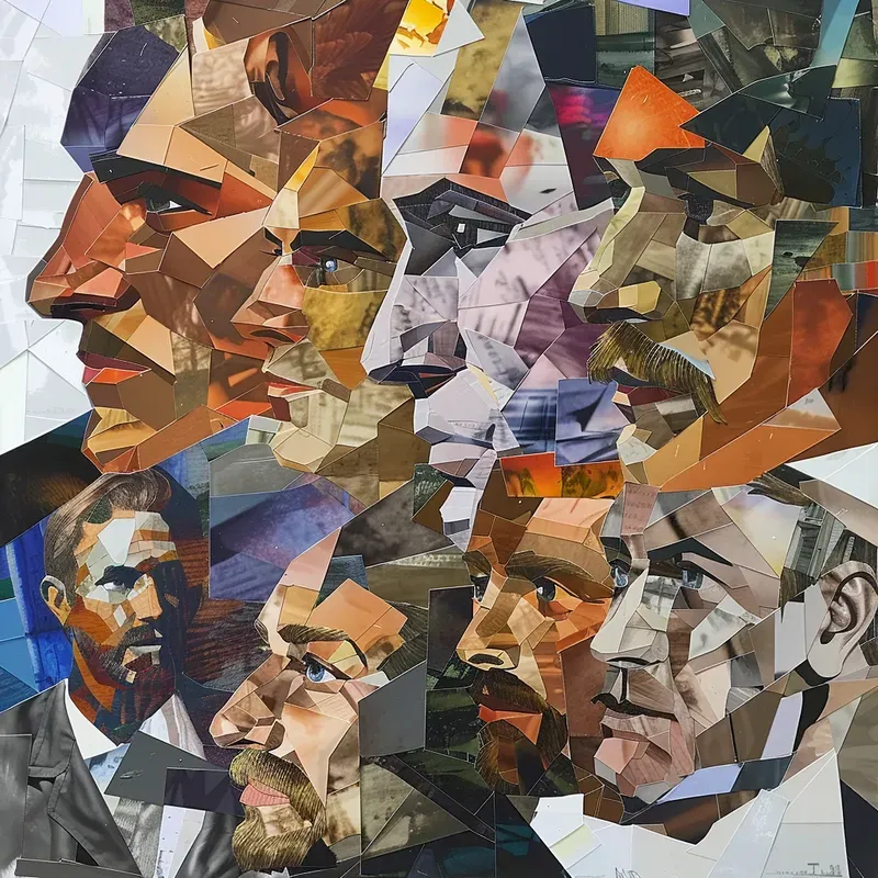Modern Historical Figures Collage Art Midjourney Prompt | PromptBase