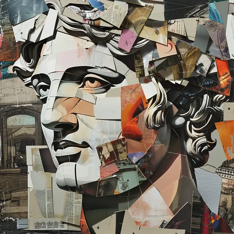 Modern Historical Figures Collage Art Midjourney Prompt | PromptBase