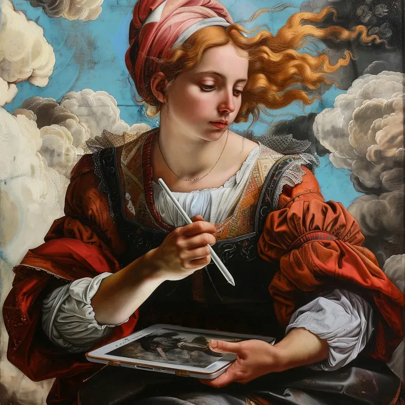 Modern Tech In Renaissance Oil Paintings Midjourney Prompt | PromptBase