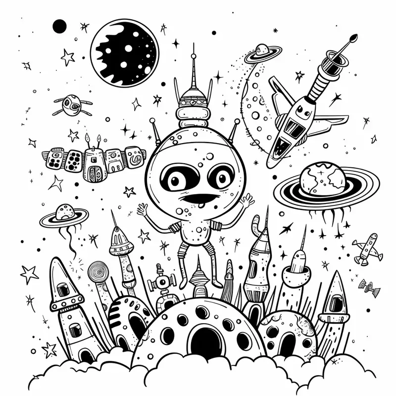 Science Fiction Coloring Pages For Kids Midjourney Prompt | PromptBase