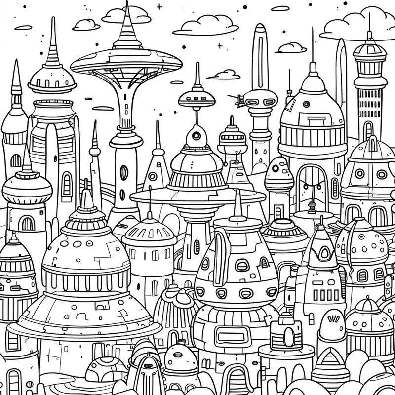 Science Fiction Coloring Pages For Kids Midjourney Prompt | PromptBase