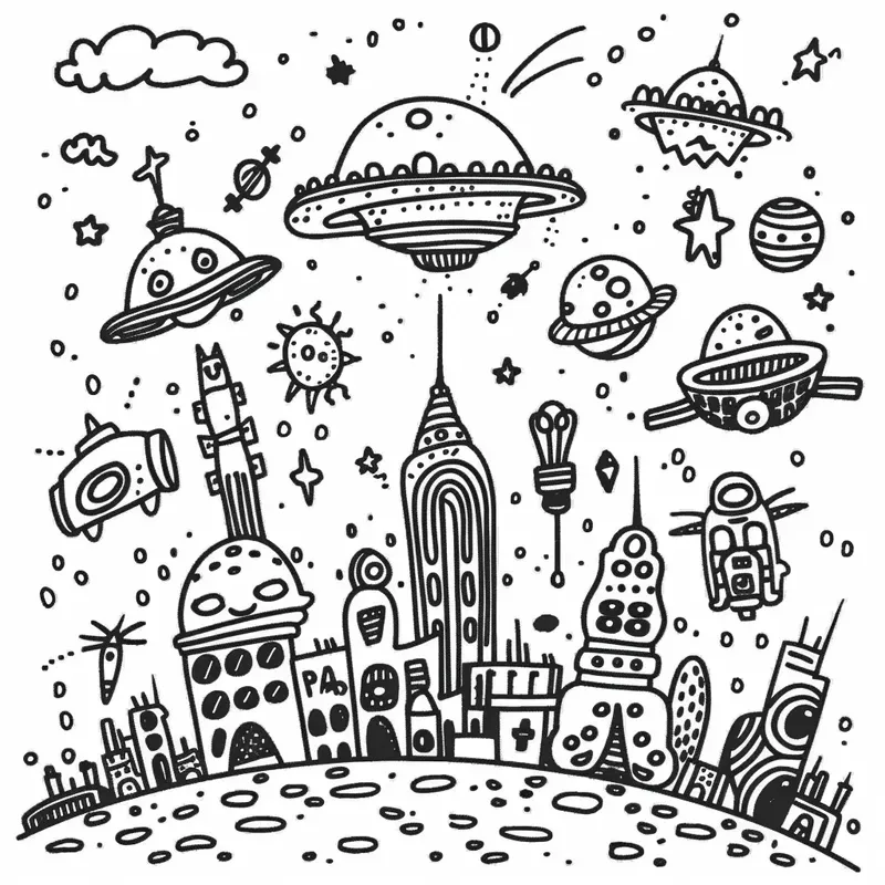 Science Fiction Coloring Pages For Kids Midjourney Prompt | PromptBase
