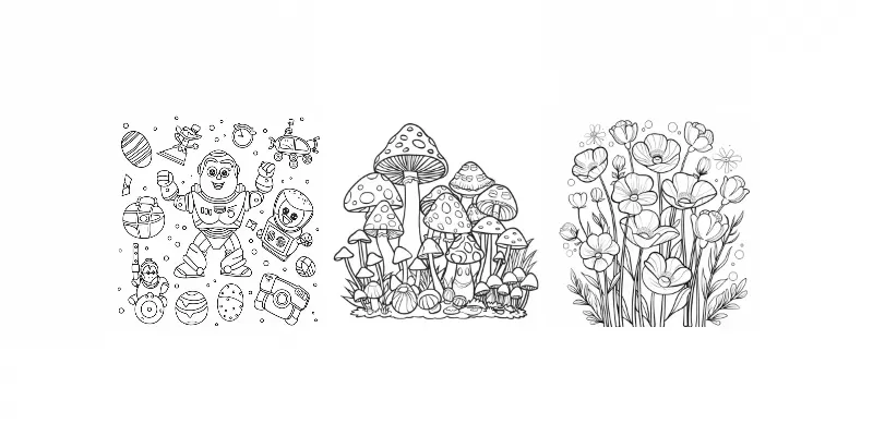 Any Coloring Book Pages Midjourney Prompt | PromptBase