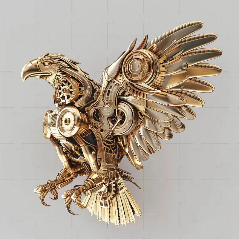 Gold Steampunk Birds And Animals Designs Midjourney Prompt | PromptBase