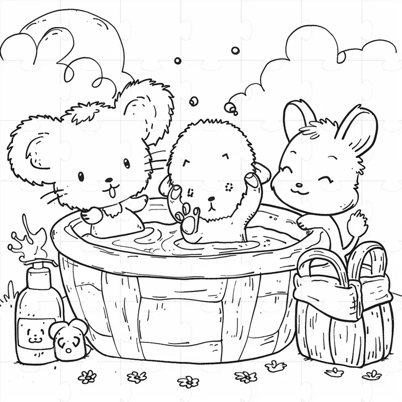 Fuzzy Animals Coloring Book Pages Midjourney Prompt | PromptBase