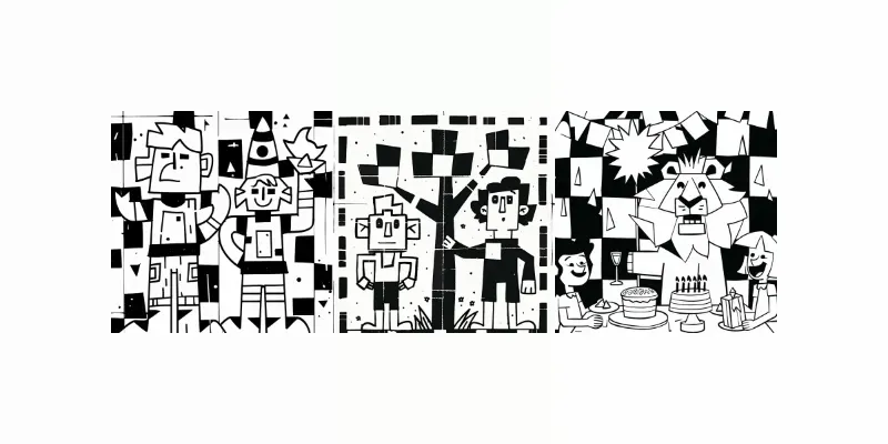 Black Contrast Coloring Book Pages Generator App | PromptBase