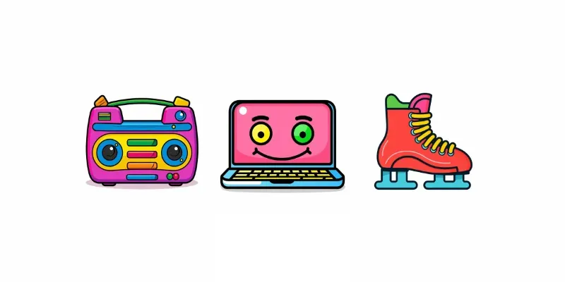 Colorful Groovy Icons For Kids Generator App | PromptBase