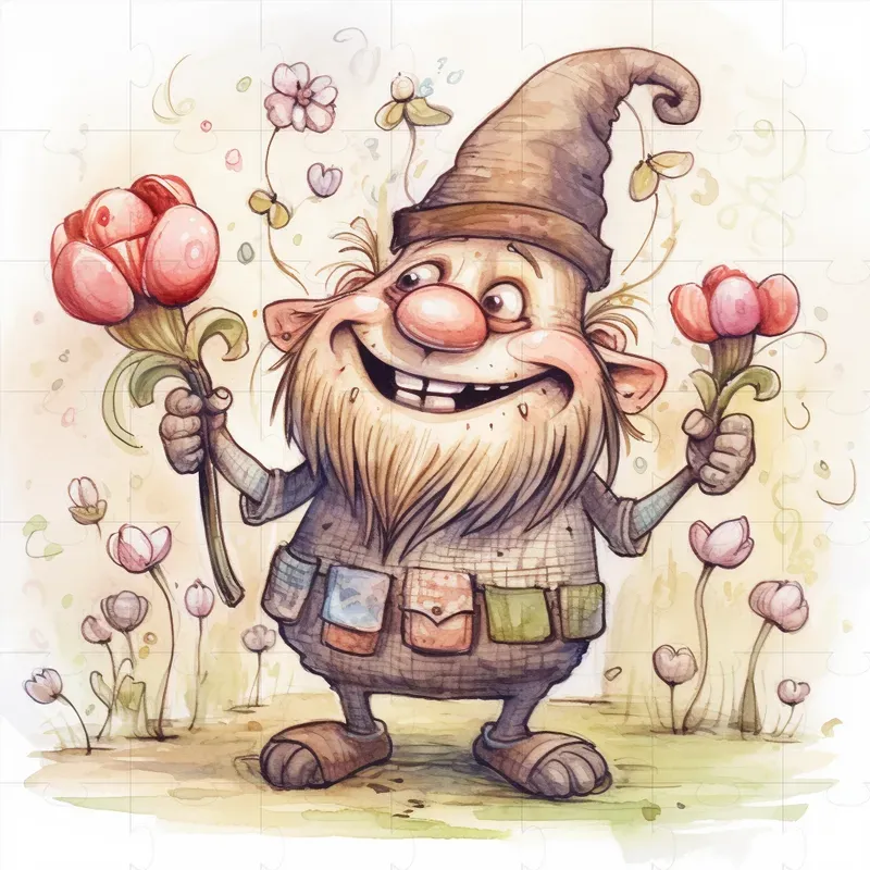 Funny Gnomes And Fairies Illustrations Midjourney Prompt | PromptBase