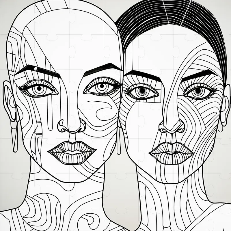 Simple Line Portrait Drawings Midjourney Prompt | PromptBase