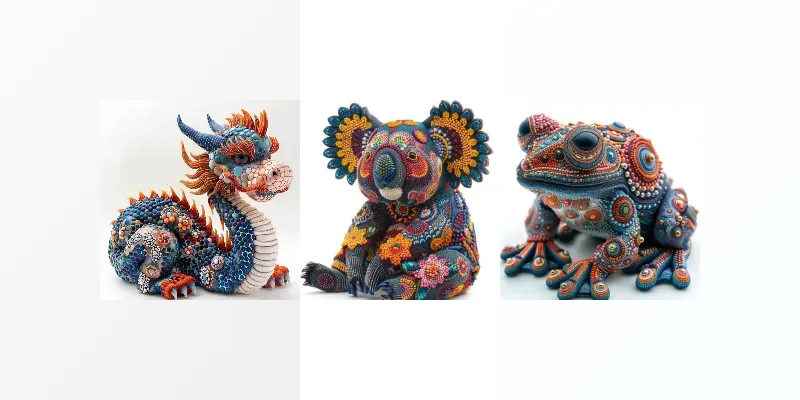 Folk Art Temari Animals 3D Designs Midjourney Prompt | PromptBase