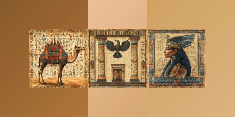 Egyptian-themed Ephemera Scrapbooking Art Midjourney Prompt | PromptBase