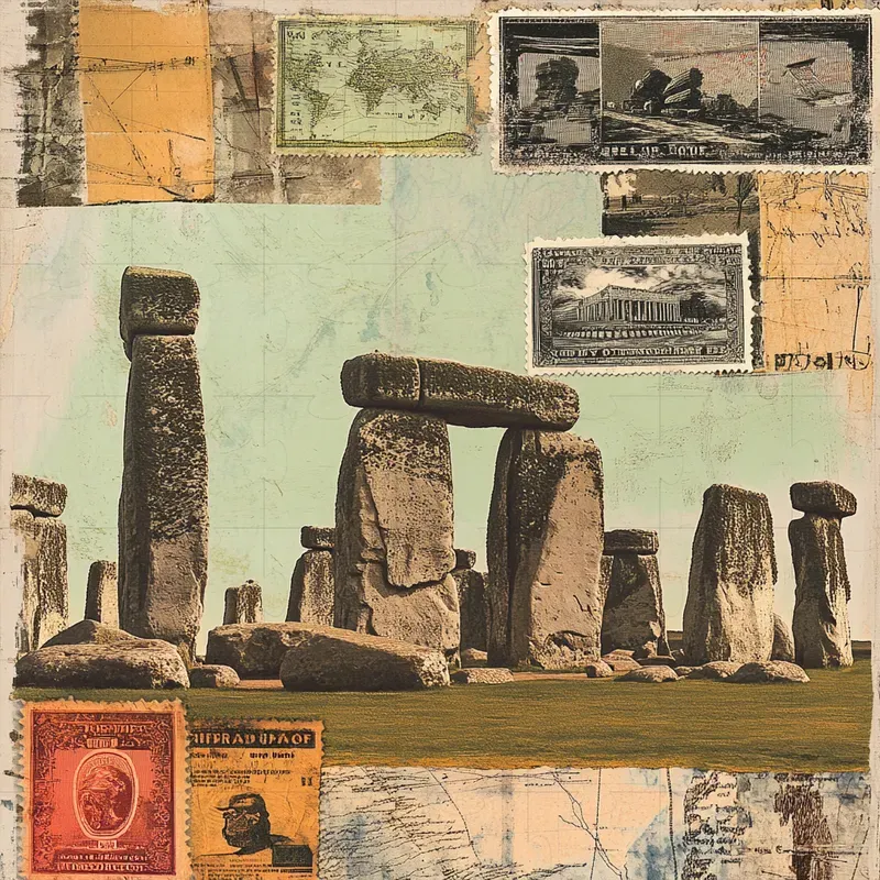 Vintage Travel Landmark Collage Postcards Midjourney Prompt | PromptBase