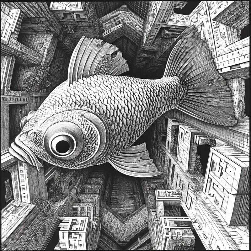 Mindbending Illusions Eschers Worlds Midjourney Prompt | PromptBase