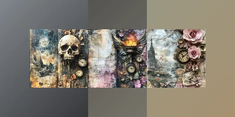 Surreal Dark Academia Junk Journal Pages Generator App | PromptBase