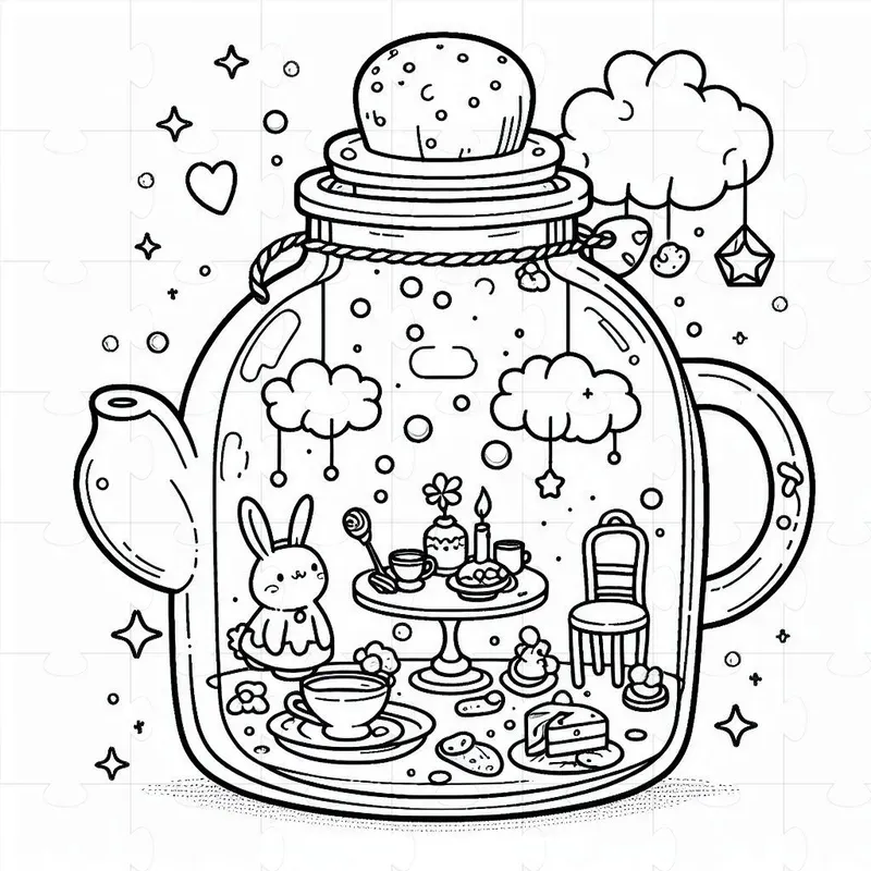 All Ages Magic Jars Coloring Book Pages DALL·E Prompt | PromptBase