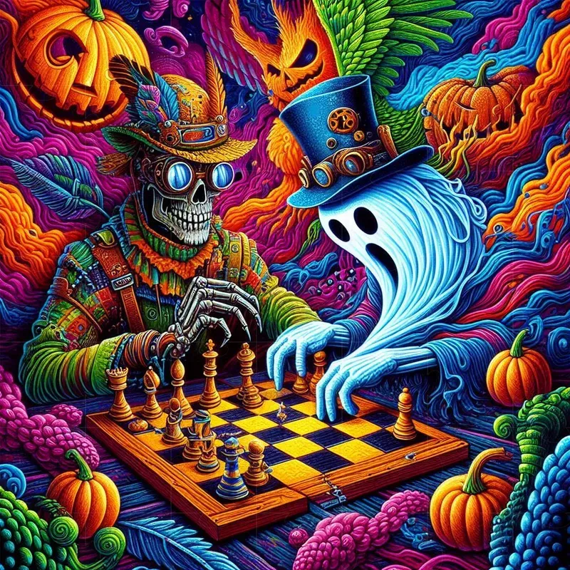 Steampunk Psychedelic Halloween Artworks DALL·E Prompt | PromptBase