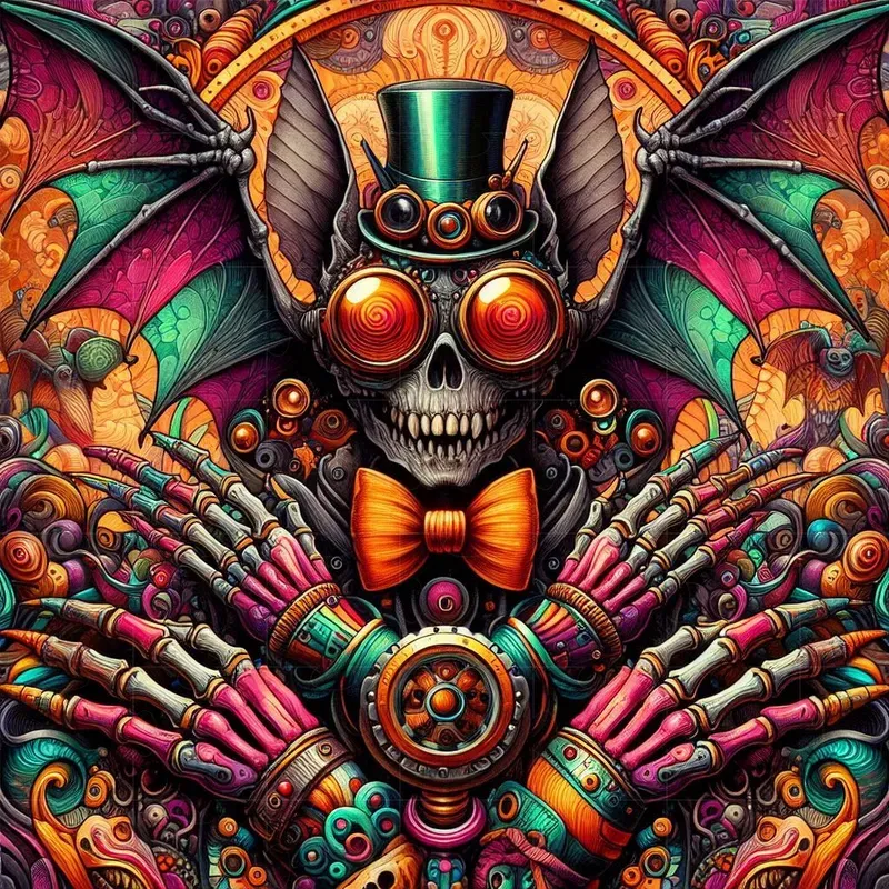 Steampunk Psychedelic Halloween Artworks DALL·E Prompt | PromptBase