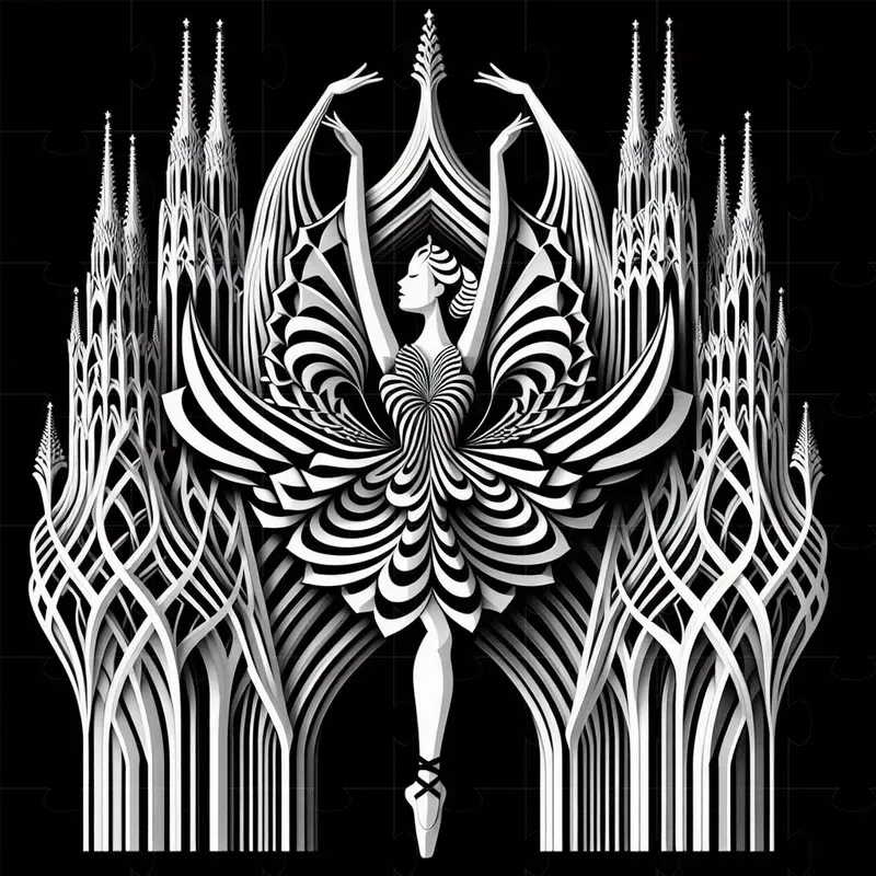 Op Art Paper Sculptures With Gothic Cath DALL·E Prompt | PromptBase