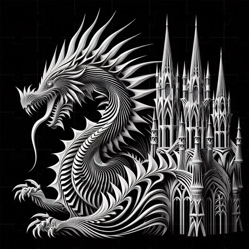 Op Art Paper Sculptures With Gothic Cath DALL·E Prompt | PromptBase